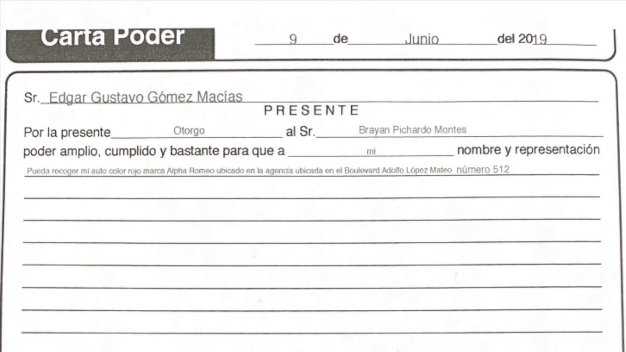 Cómo se llena una carta poder simple correctamente